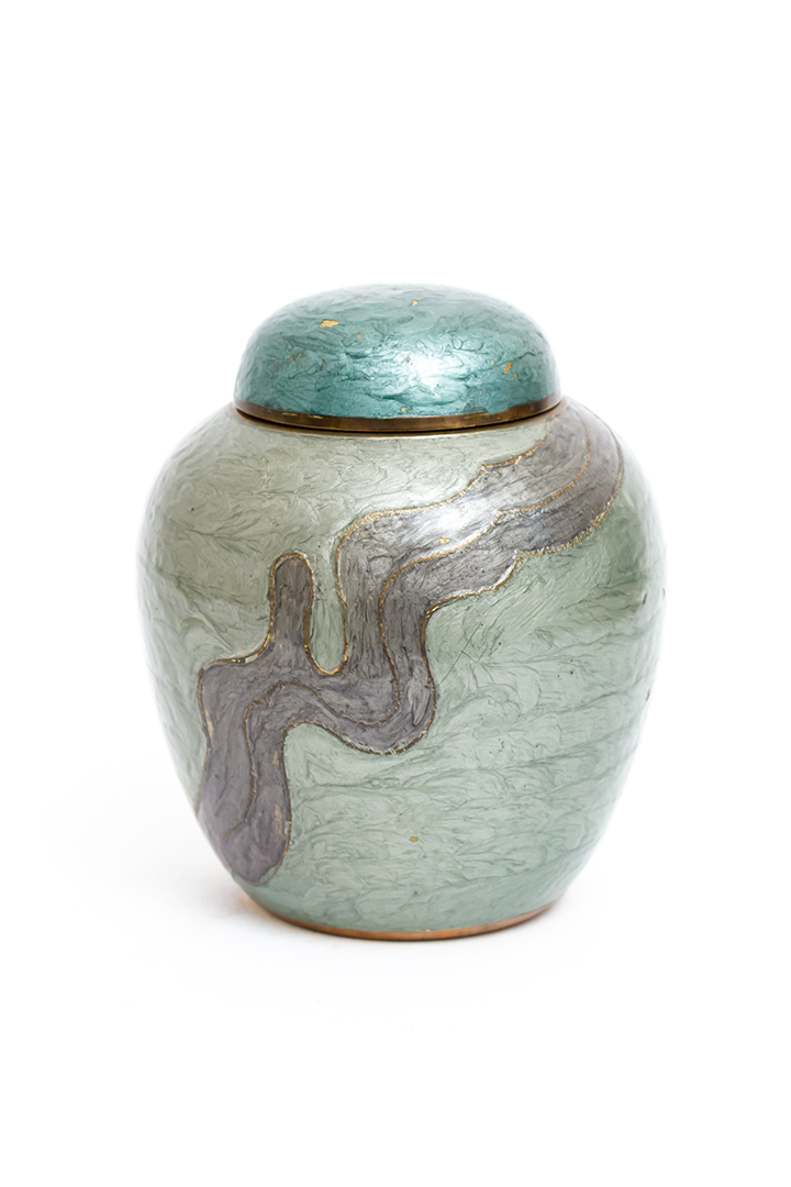 Grote vintage gemberpot mintgroen emaille India - Froufrou's