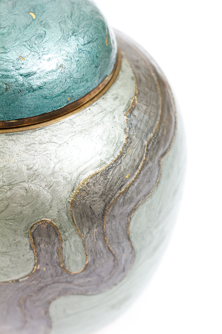 Grote vintage gemberpot mintgroen emaille India - Froufrou's