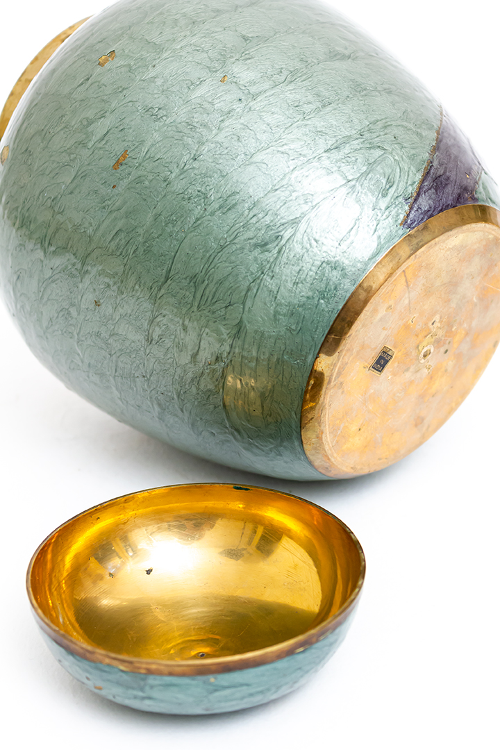 Grote vintage gemberpot mintgroen emaille India - Froufrou's