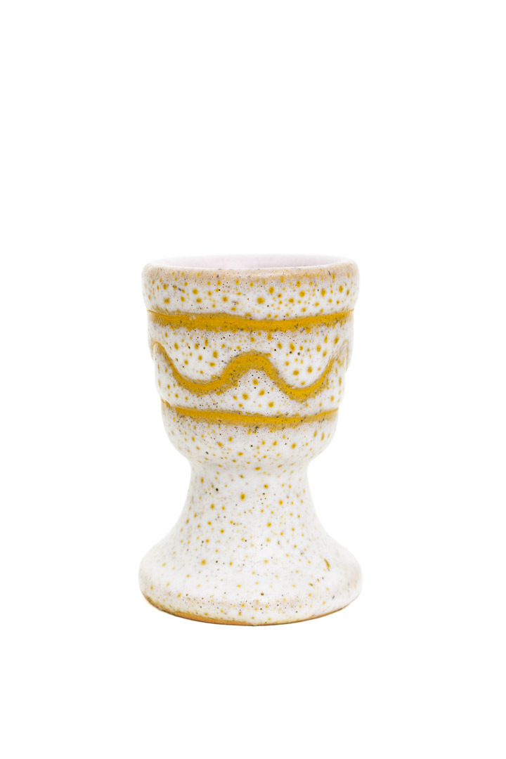 Set van 4 keramieken eierdopjes wit geel - Froufrou's