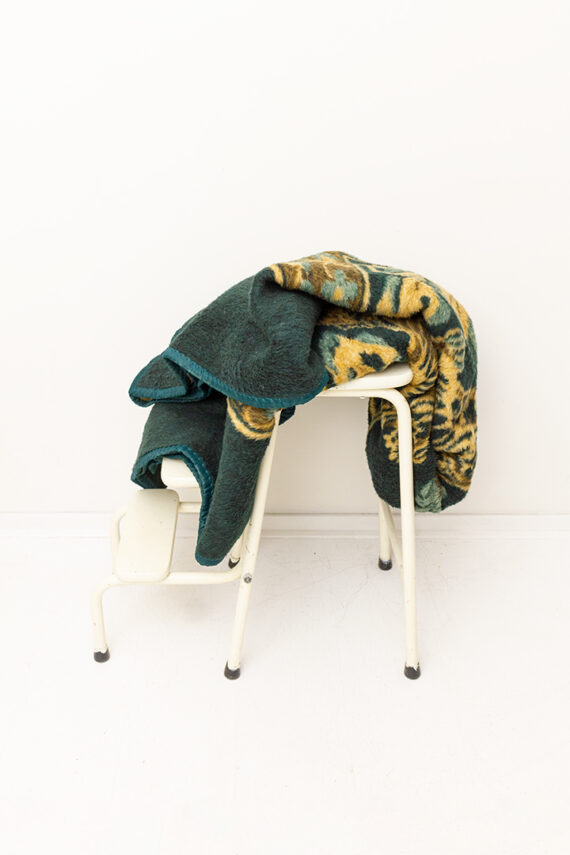 Vintage wollen deken met tijgers donkergroen/bruin/beige - Froufrou's