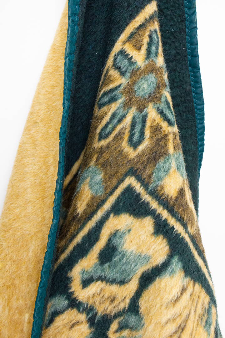 Vintage wollen deken met tijgers donkergroen/bruin/beige - Froufrou's